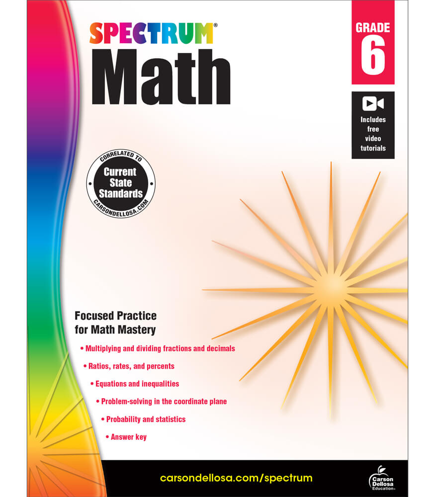 Spectrum Math Workbook Grade 6 Carson Dellosa Publishing